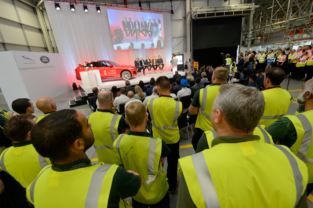 JAGUAR LAND ROVER SOLIHULL WORKFORCE CELEBRATE THEIR F-PACE AS THE BEST ...
